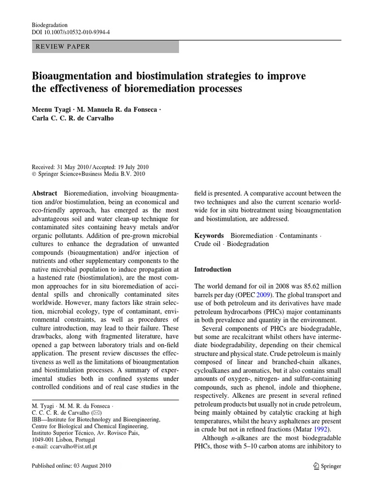 Bioaugmentation and Biostimulation Strategies to Improve the ...