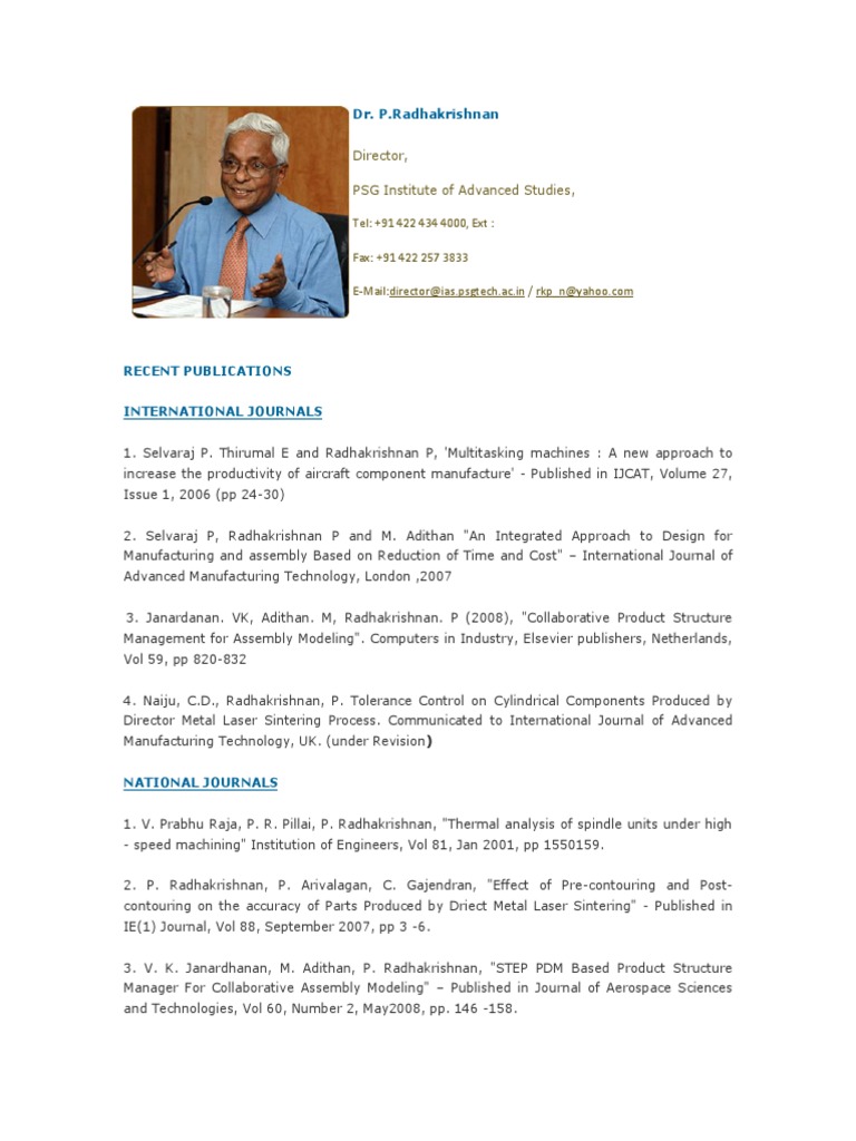 Radhakrishnan P | PDF | Numerical Control | Machines