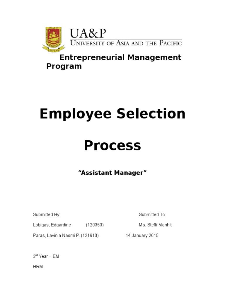 Employee Selection Process | PDF | Competence (Human Resources) | Cognition