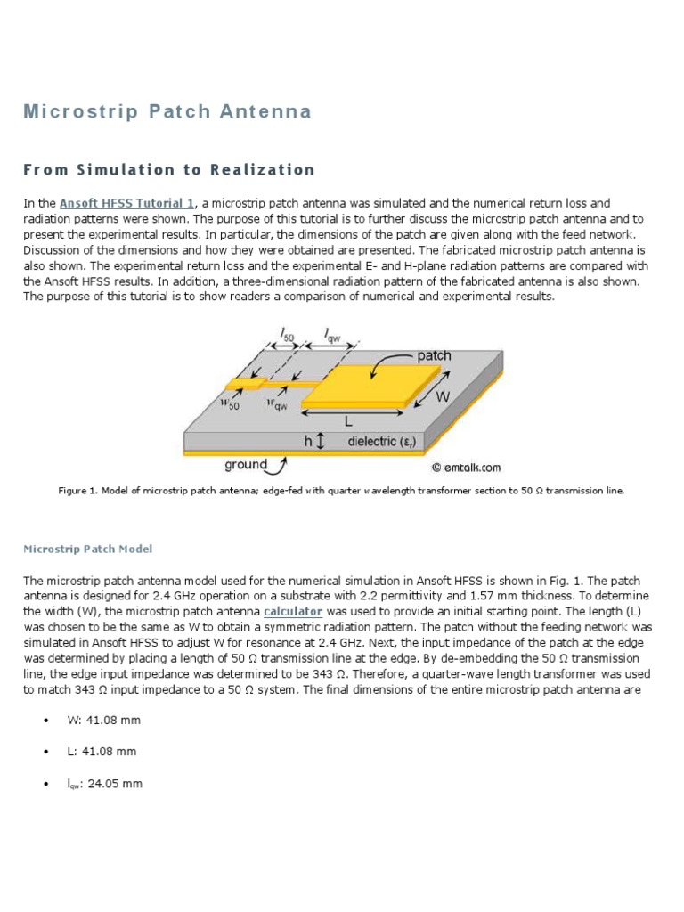 Microstrip Patch Antenna Design and Results | PDF | Antenna (Radio ...