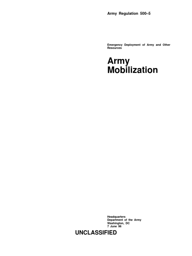 Army Regulation 500-5 - Army Mobilization | PDF | United States Army ...