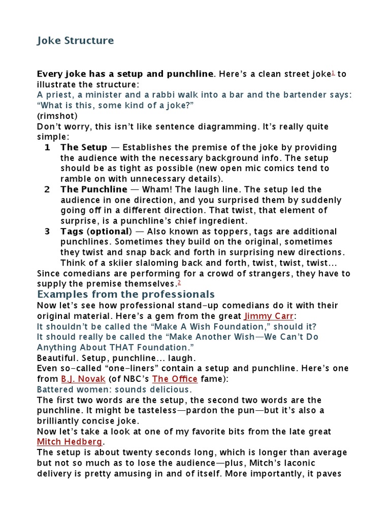 Joke Structure | PDF | Jokes | Entertainment