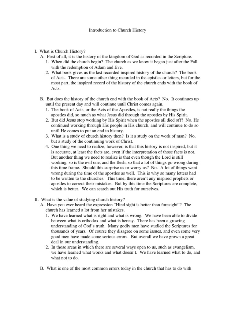 Introduction To Church History | PDF | Christian Denomination | Calvinism