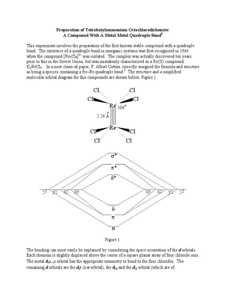Preparation of Tetrabutylammonium Octachlorodirhenate: A Compound With ...