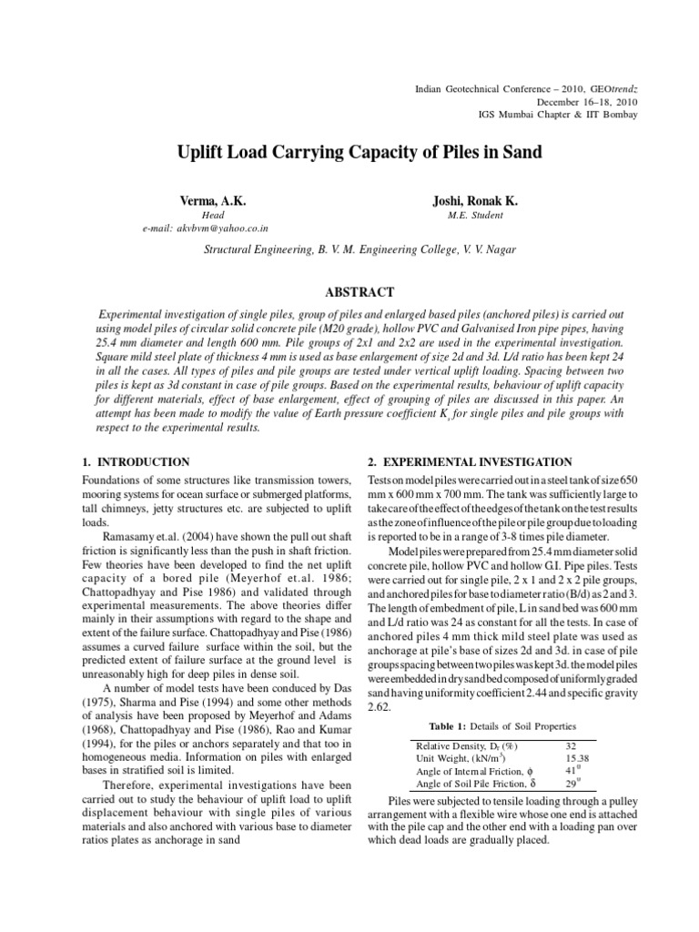 Vertical Pull Out Test | PDF | Deep Foundation | Soil