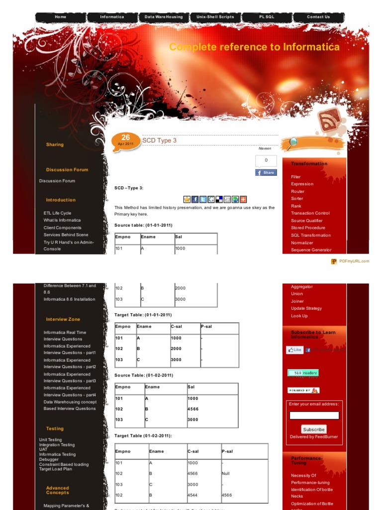 Complete Reference To Informatica: SCD Type 3 | PDF | Information ...