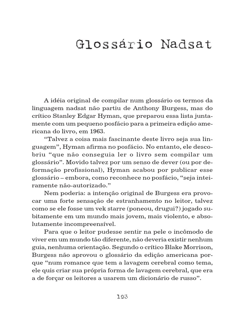 Glossário Nadsat | PDF