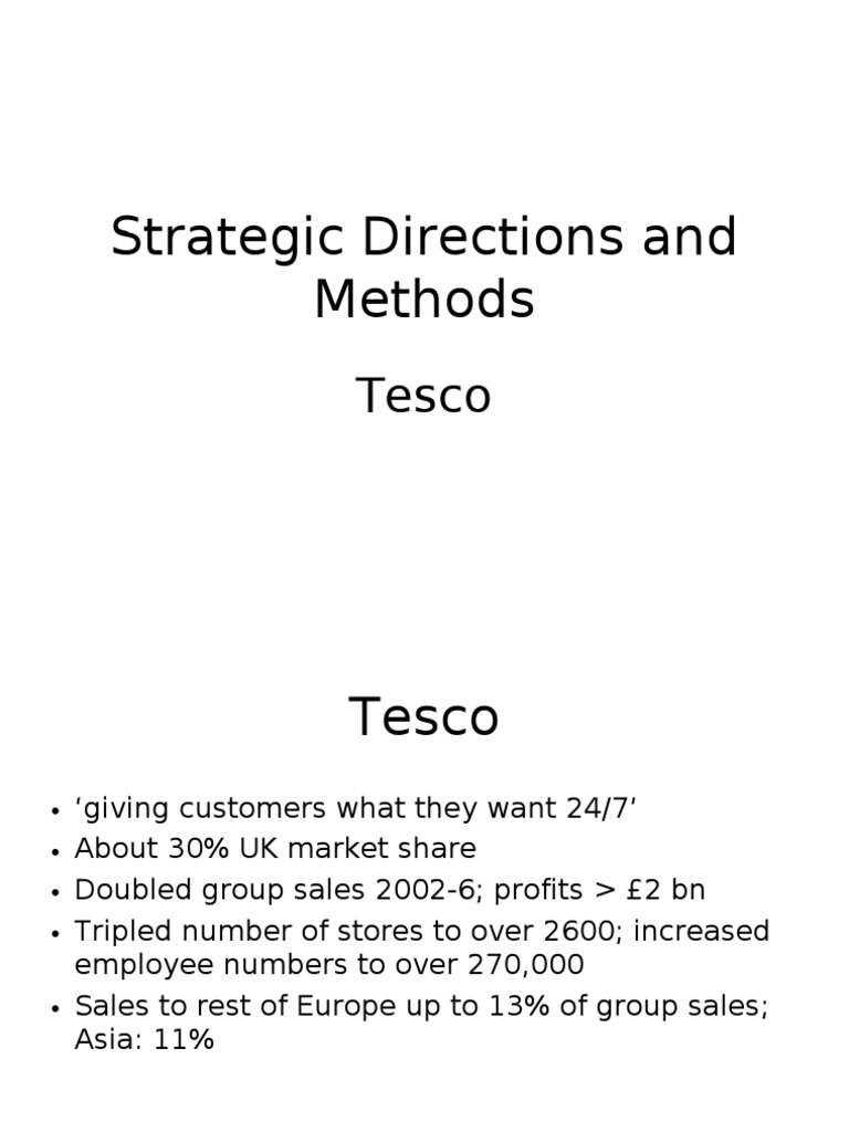 Strategic Directions and Methods Tesco Example | PDF