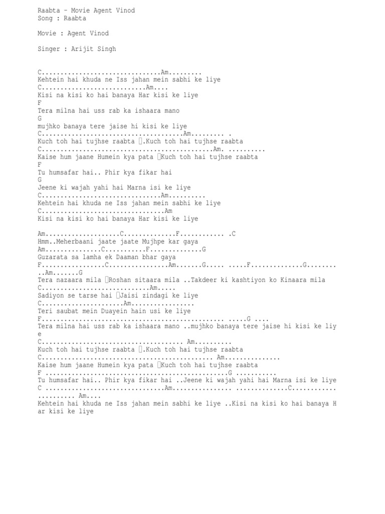 Raabta Chords | PDF