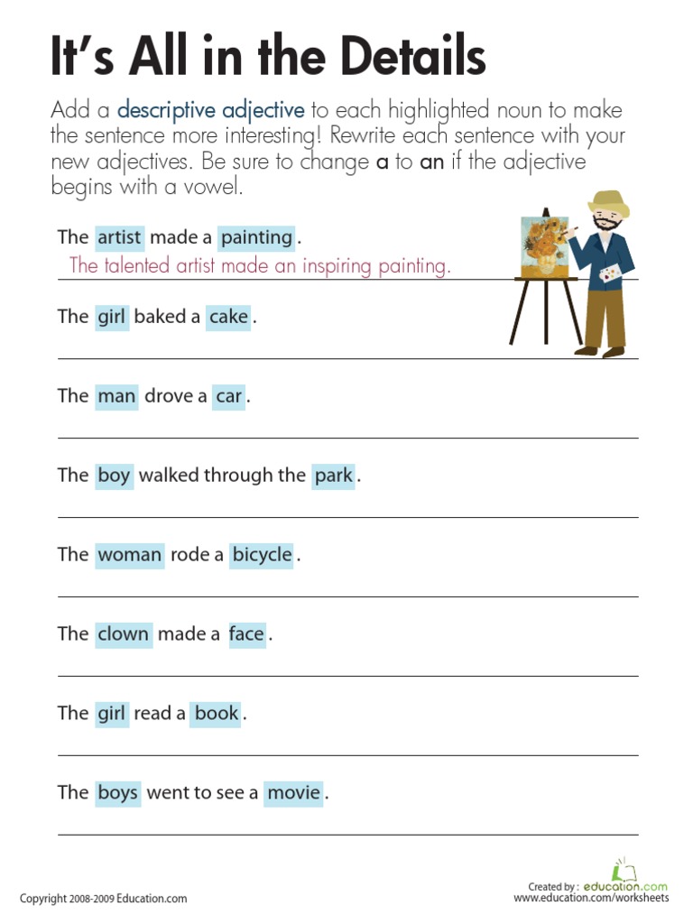 Enhance Sentences with Adjectives | PDF