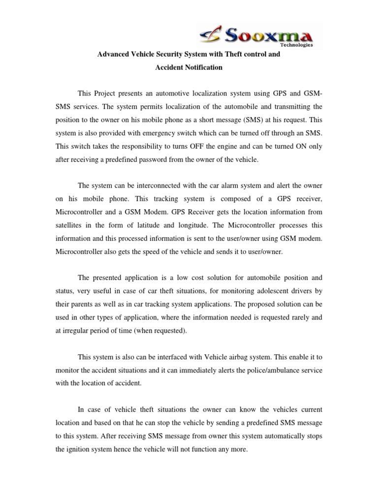 Advanced Vehicle Security System With Theft Control and Accident ...