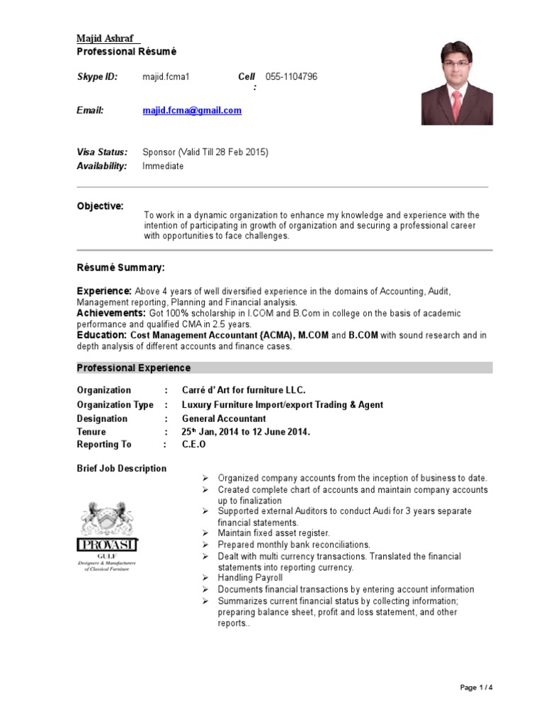 Resume Majid Ashraf ACMA | PDF | Audit | Banks