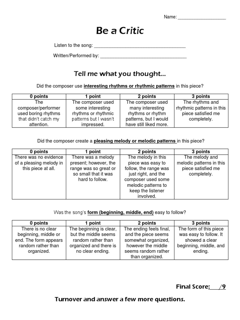 Be A Critic 1 | PDF