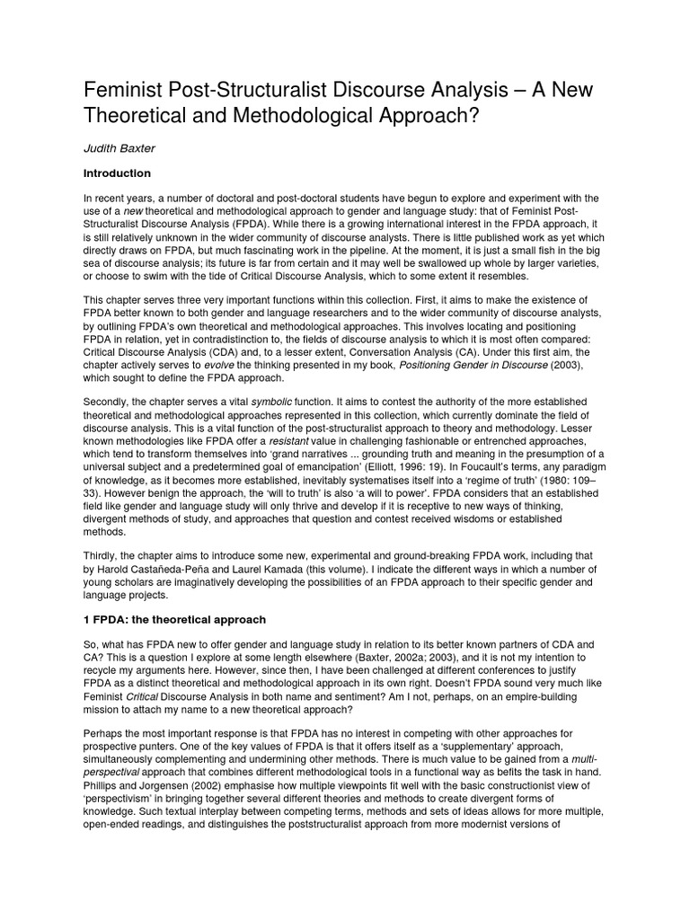 Feminist Post Structuralist CDA | PDF | Discourse | Gender