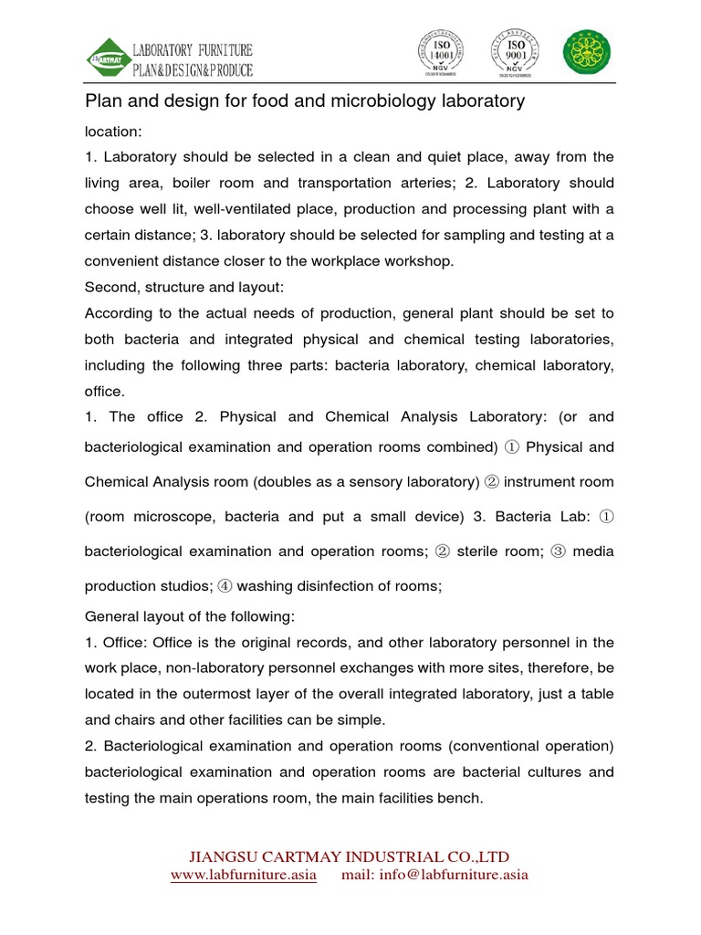 Microbiology Lab Design Guidelines | PDF | Sterilization (Microbiology ...