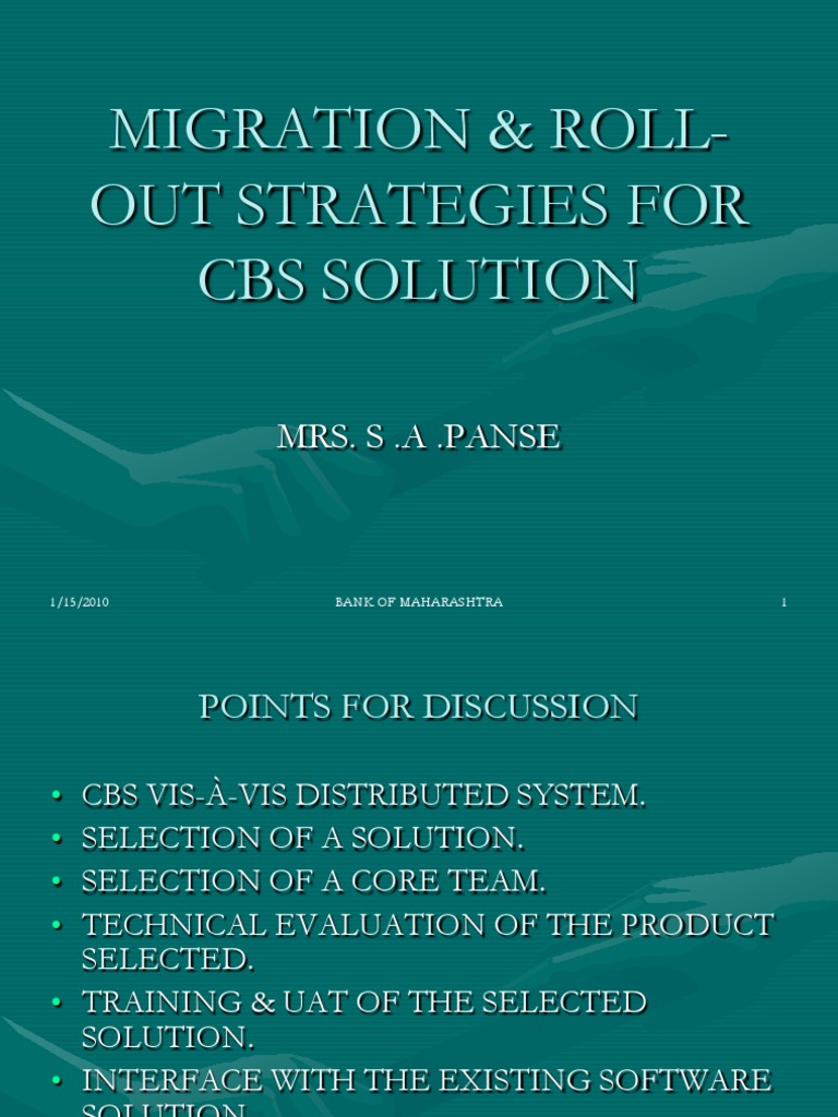 Migration & Rollout Strategies For Cbs Solution | PDF | Cheque | Computing
