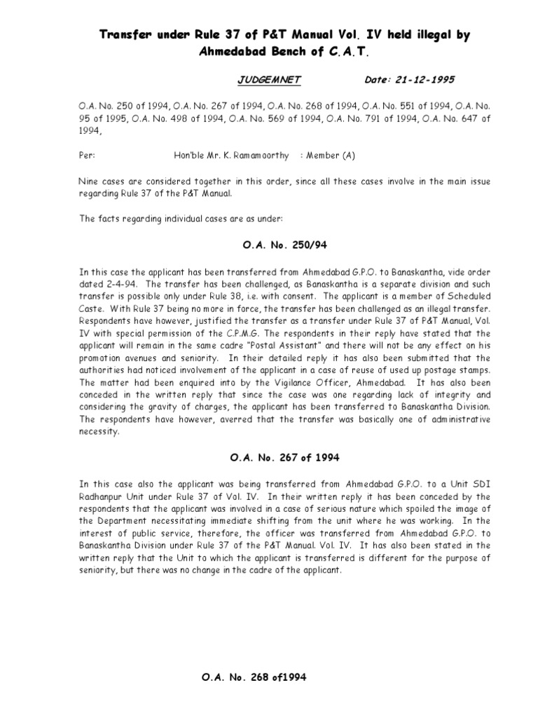 Rule 37 Transfer Ruling by C.A.T. | PDF | Virtue | Justice
