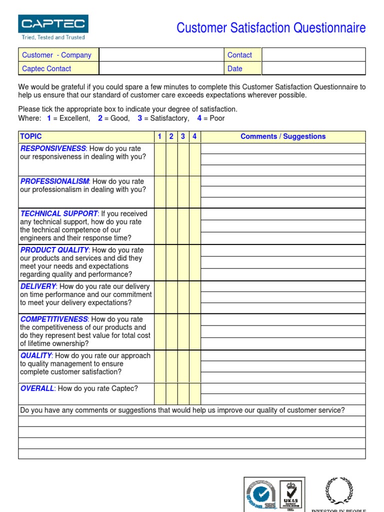 Customer Satisfaction Survey Template | PDF | Customer Satisfaction ...
