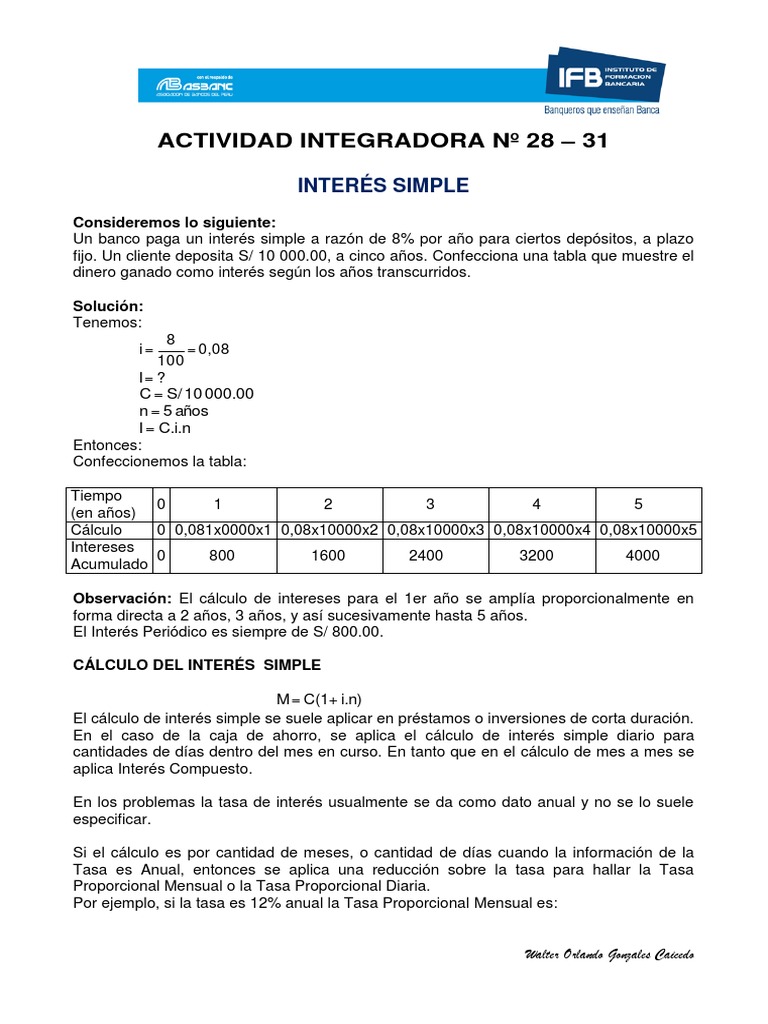 Ejercicios Interes Simple PDF | PDF