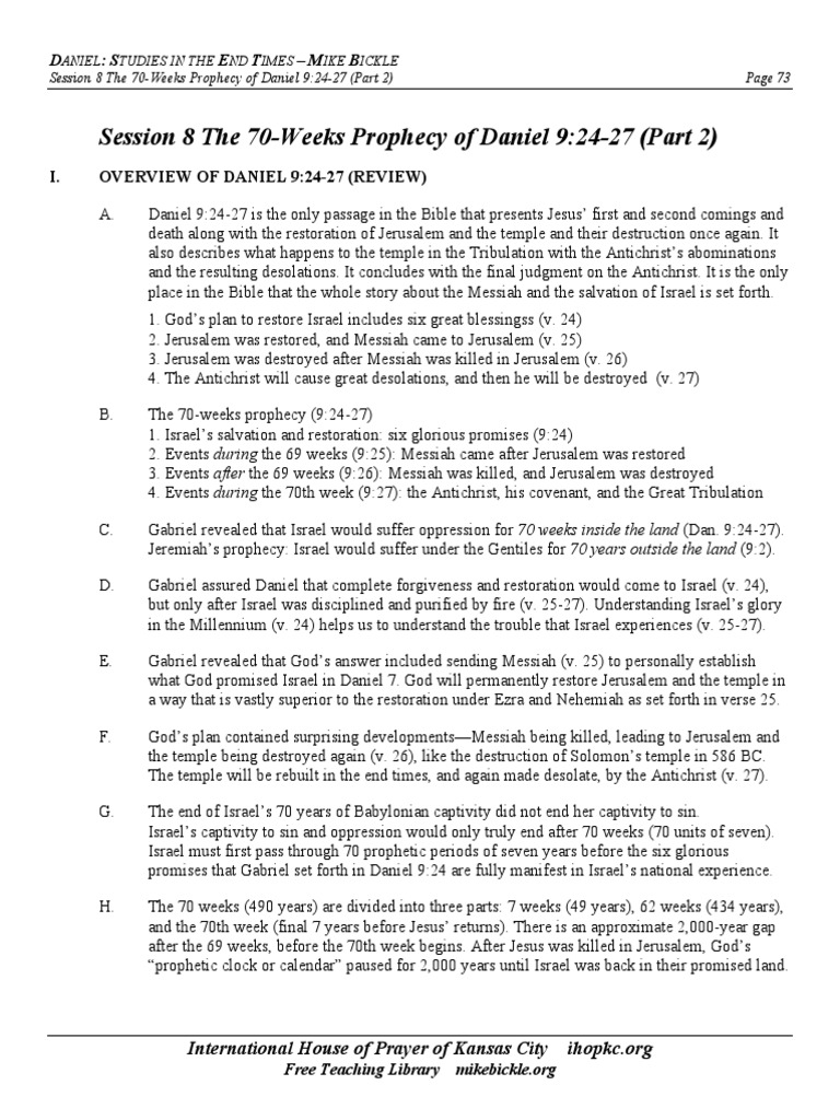 Daniel 08 The 70 Weeks Prophecy of Daniel 9 Part 2 | PDF | Great ...