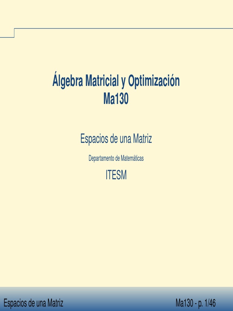 Espacios Columna y Renglón de Matrices | PDF | Matriz (Matemáticas ...