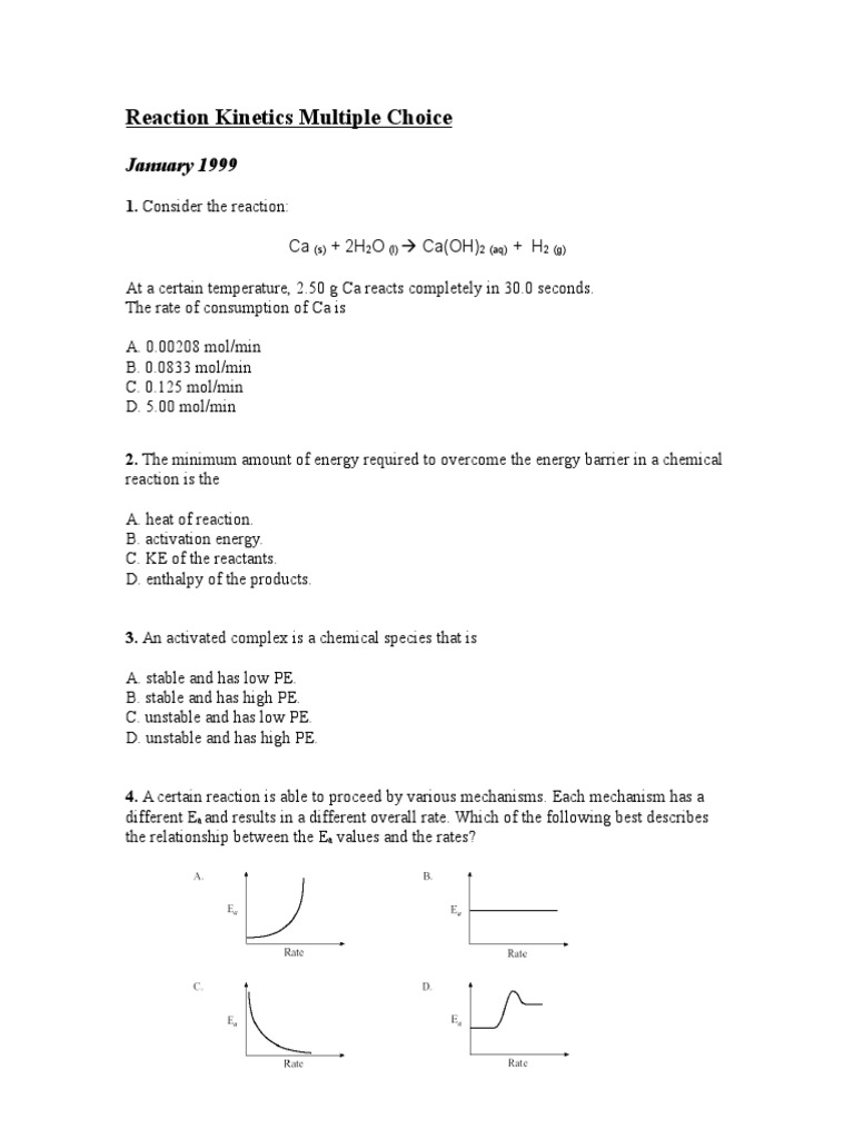 Understanding Reaction Kinetics: An Analysis of Multiple Choice ...