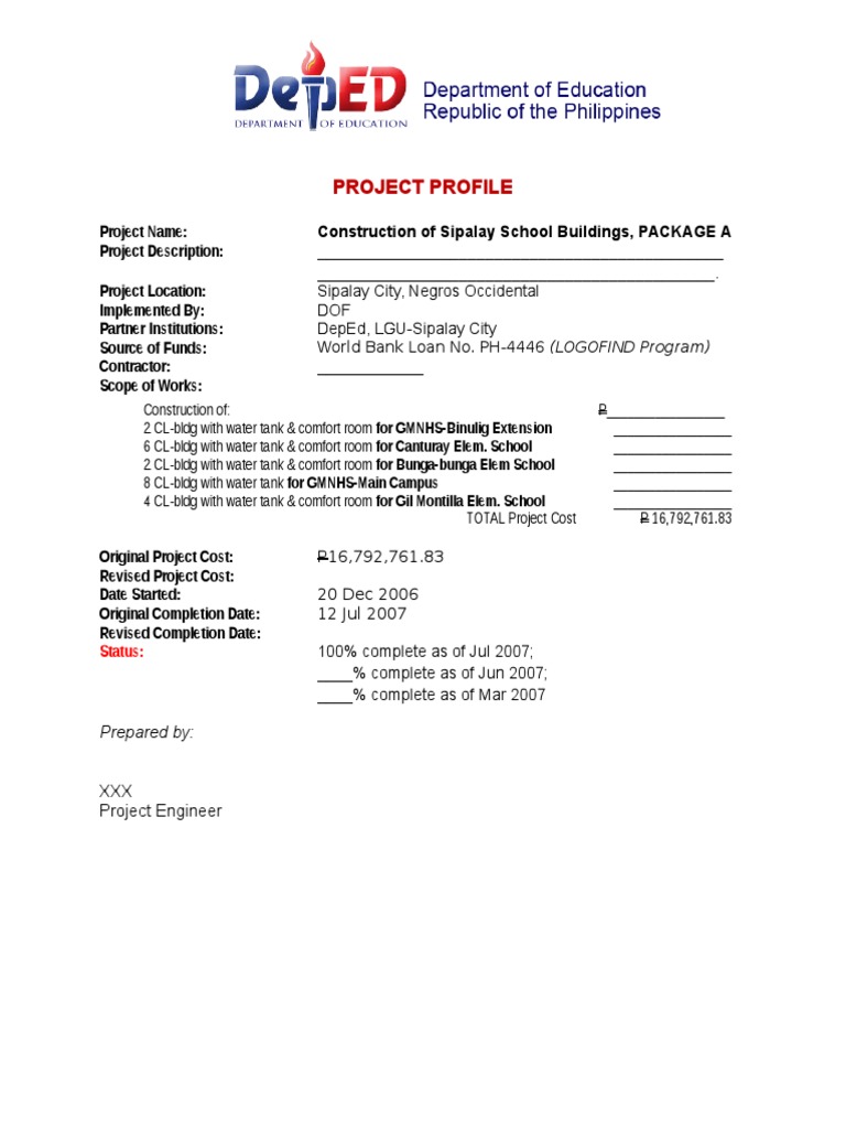 Project Profile - Jul 2007 | PDF | Business | Finance & Money Management