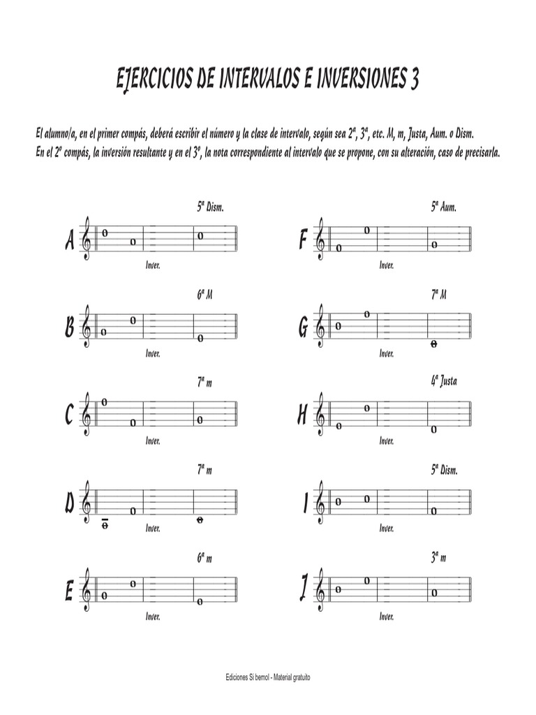 Ejercicios De Intervalos E Inversiones 3: 5ª Dism. 5ª Aum