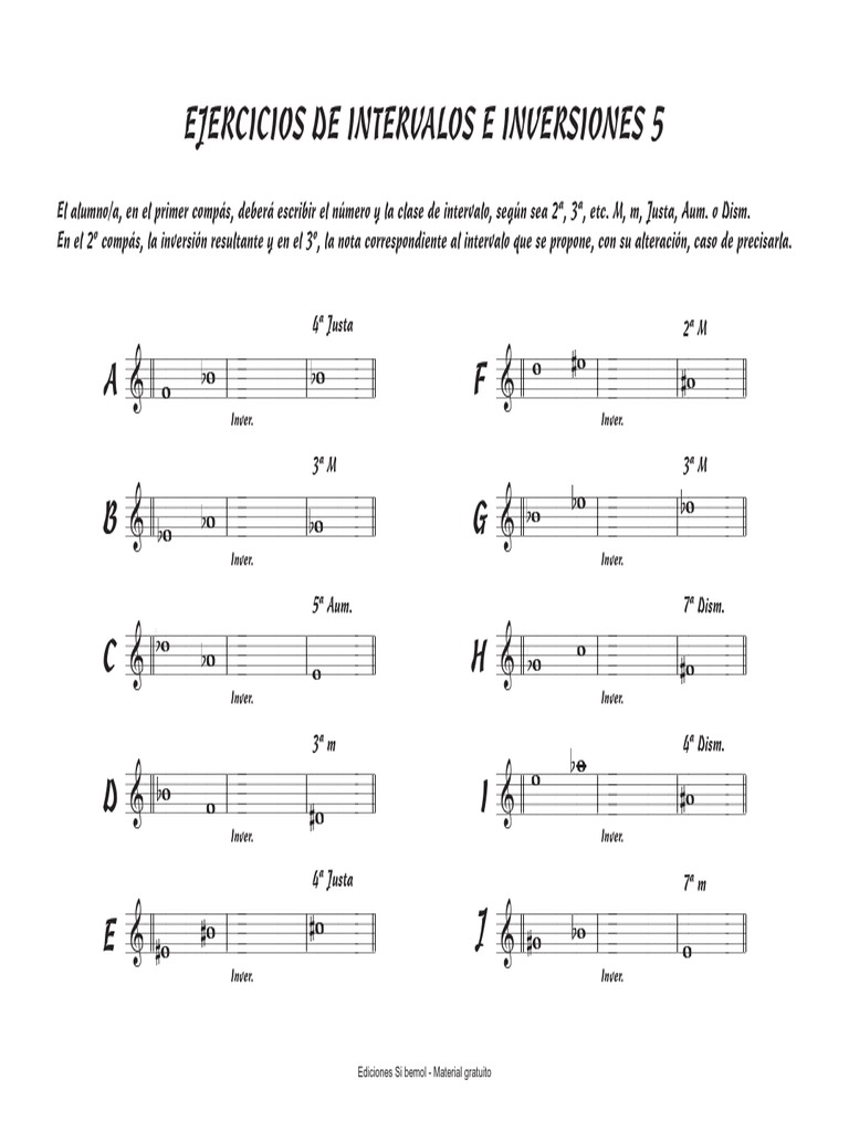 Ejercicios de Intervalos Musicales | PDF