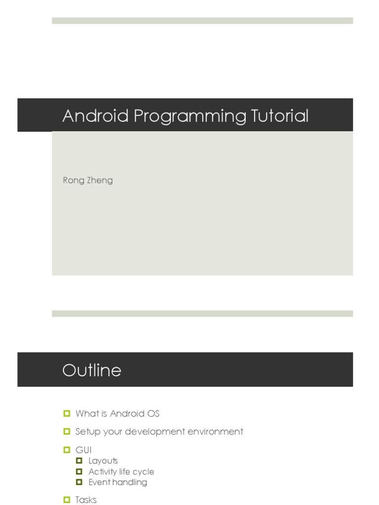 Android Programming Tutorial: Rong Zheng | Download Free PDF | Eclipse (Software) | Android ...