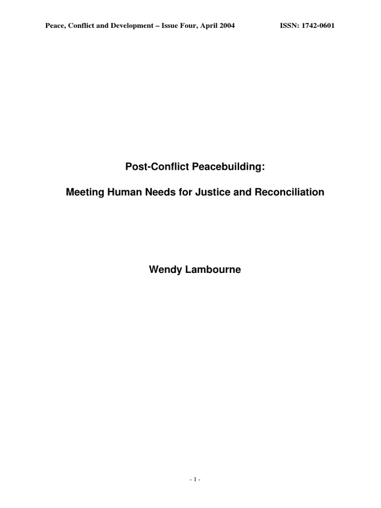 Post-Conflict Peacebuilding Strategies | PDF | Finance & Money ...