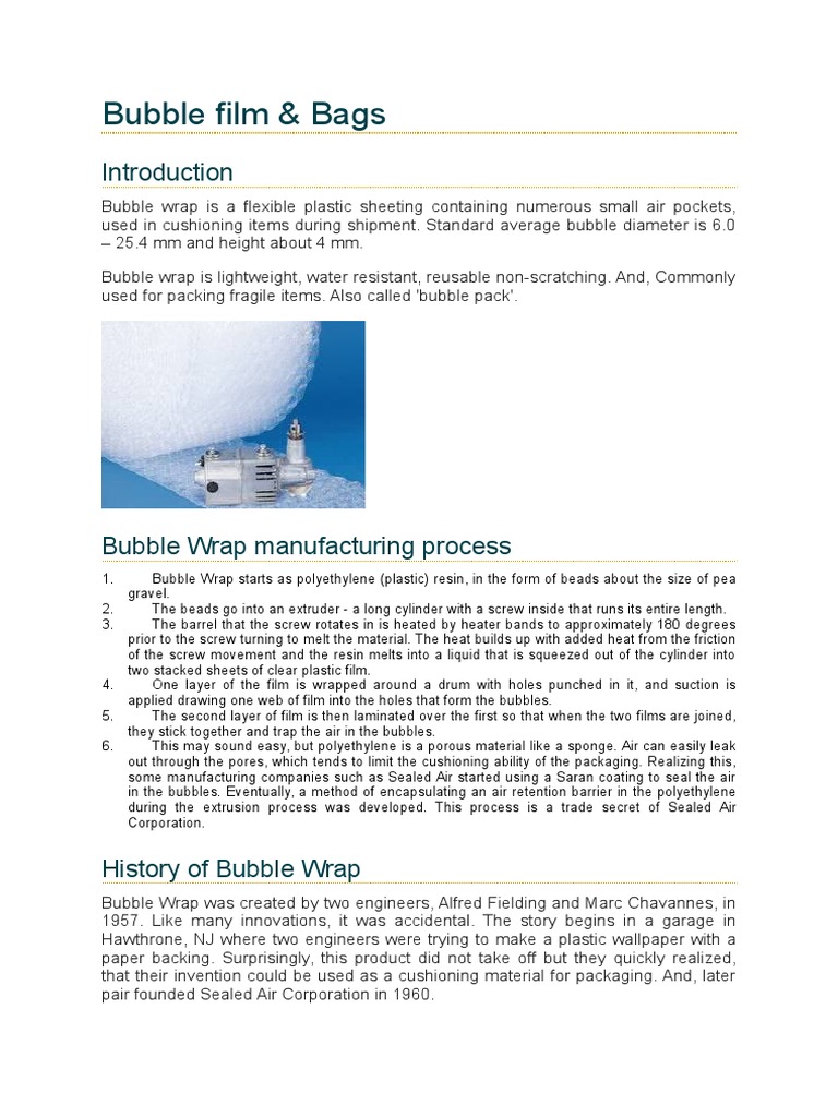 Bubble Film Manufcturing Process | PDF | Production And Manufacturing ...