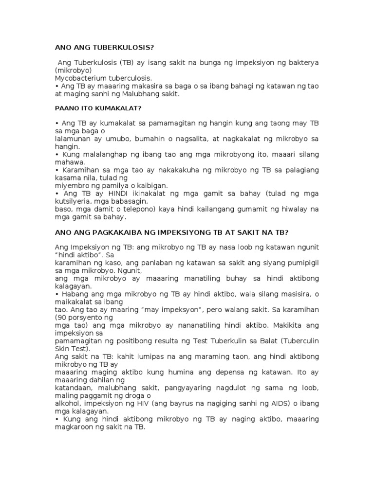 Ano Ang Tuberkulosis | PDF