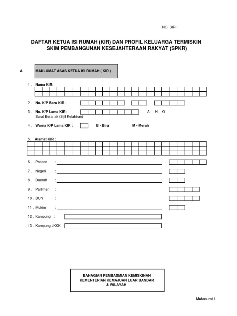 Borang Daftar Miskin Tegar PDF | PDF