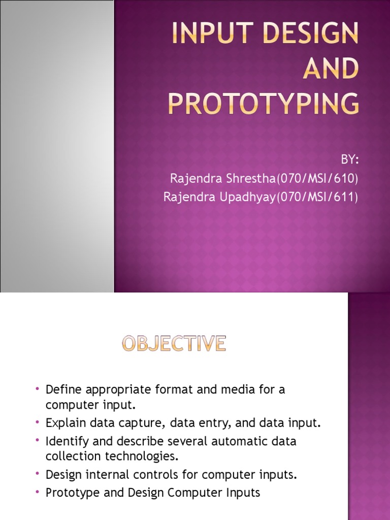 Input Design and Prototyping | PDF | Graphical User Interfaces | Input ...