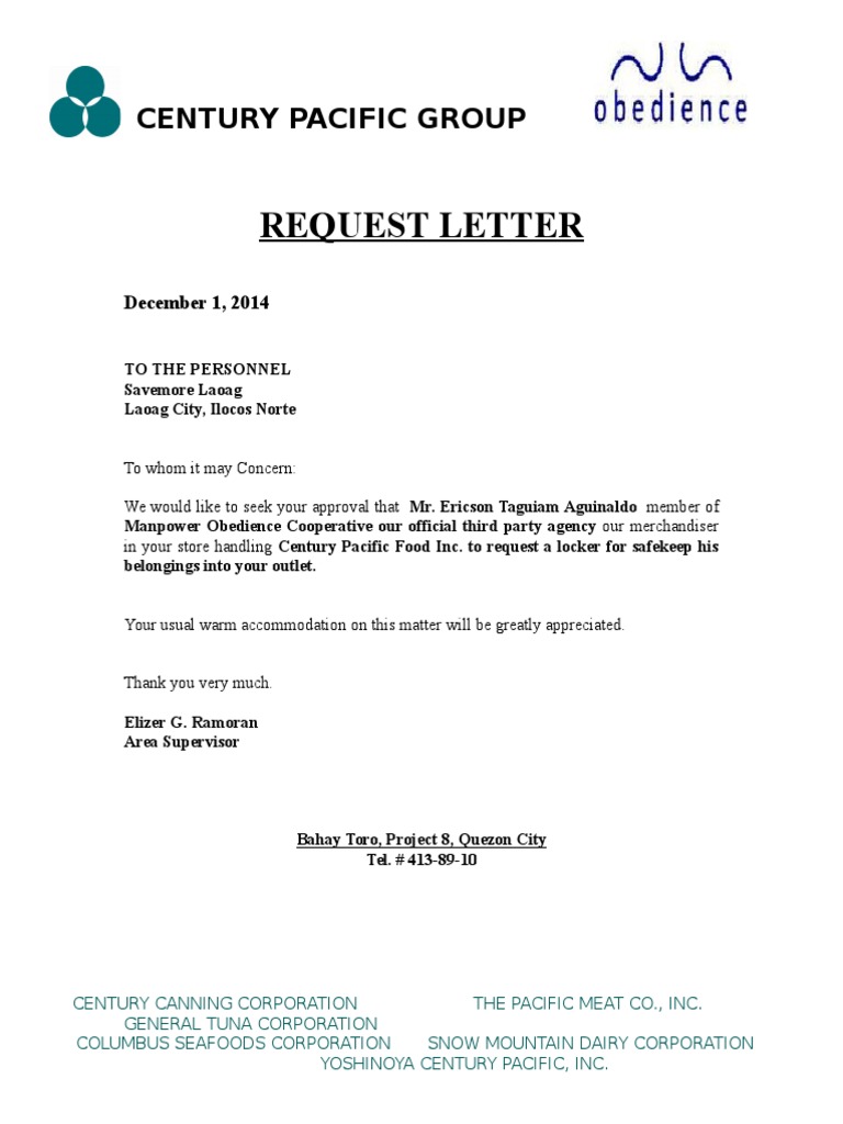 SM Request Locker Letter | PDF