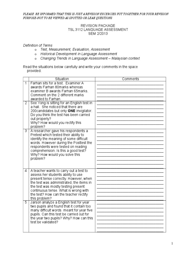 Language Assessment Revision Guide | PDF | Test (Assessment) | Multiple ...