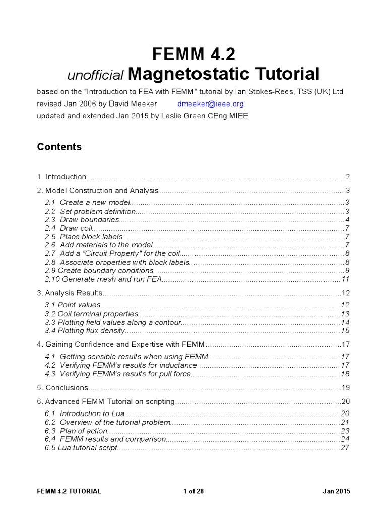 FEMM 4.2 Magnetostatic Tutorial | PDF | Button (Computing) | Inductance
