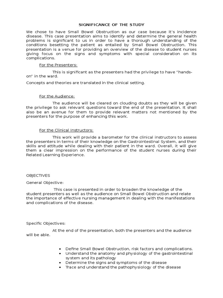 Significance of The Study | PDF | Nursing | Patient