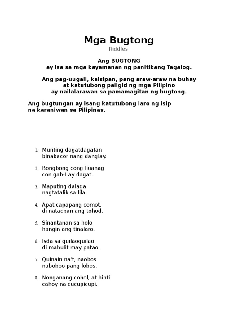 Mga Bugtong | PDF