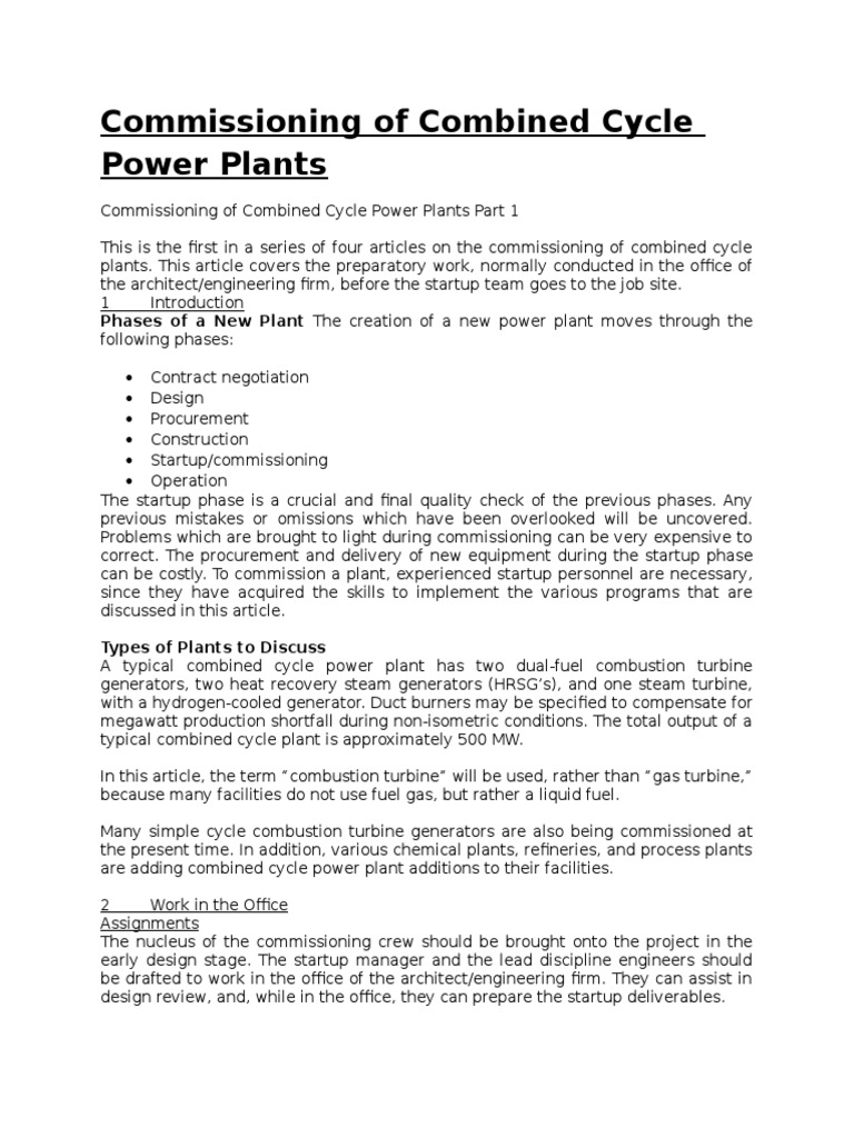 Commissioning Combined Cycle Power Plants | PDF | Electrical Substation ...