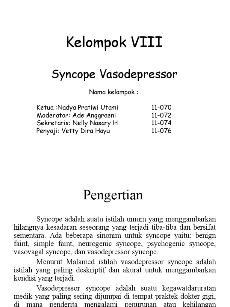 Panduan Sinkop Vasodepressor | PDF | Sains & Matematika