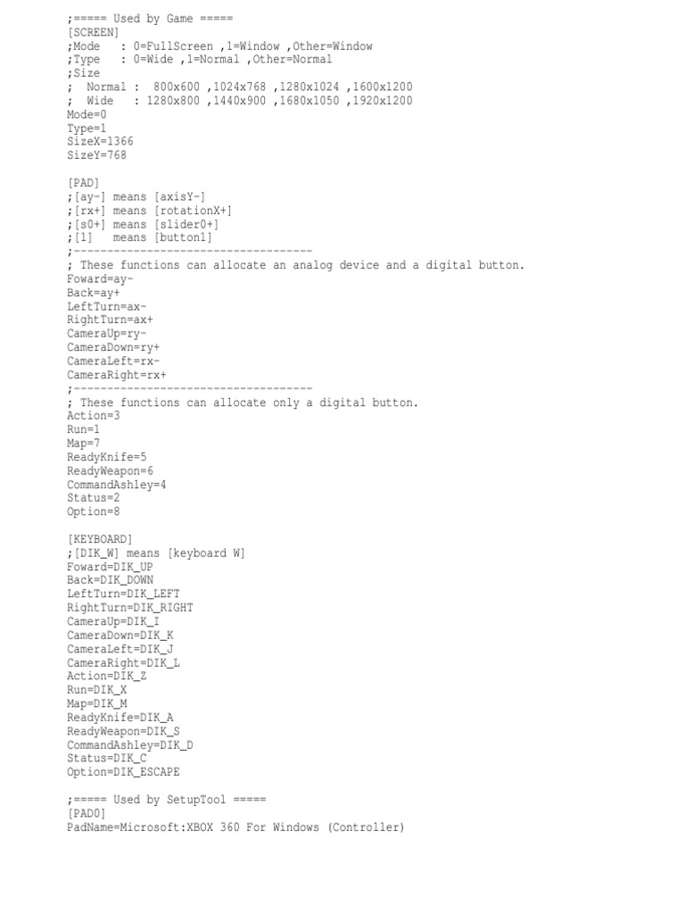 RE4 Setup Tool Ini | PDF | Games & Activities | Teaching Methods & Materials