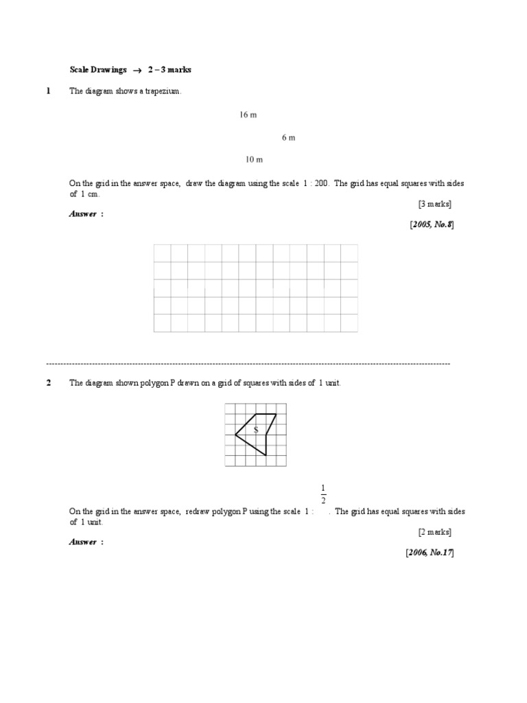 Scale Drawings 2 - 3 Marks 1: Answer | PDF