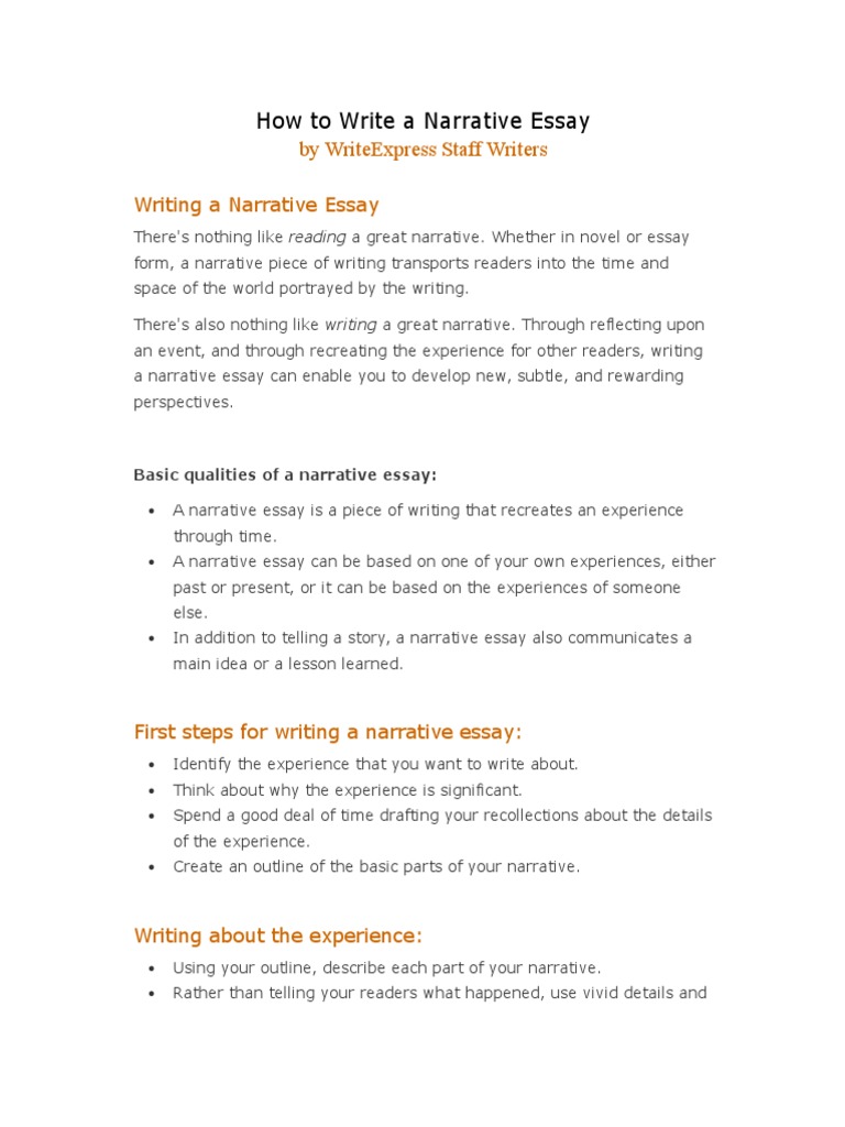 Steps to Write a Narrative Essay | PDF | Narrative | Essays