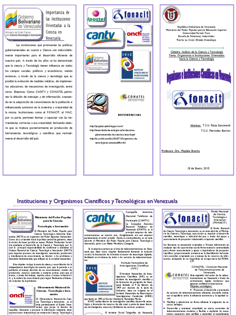Triptico Organismos e Instituciones Científicas y Tecnológicas en ...