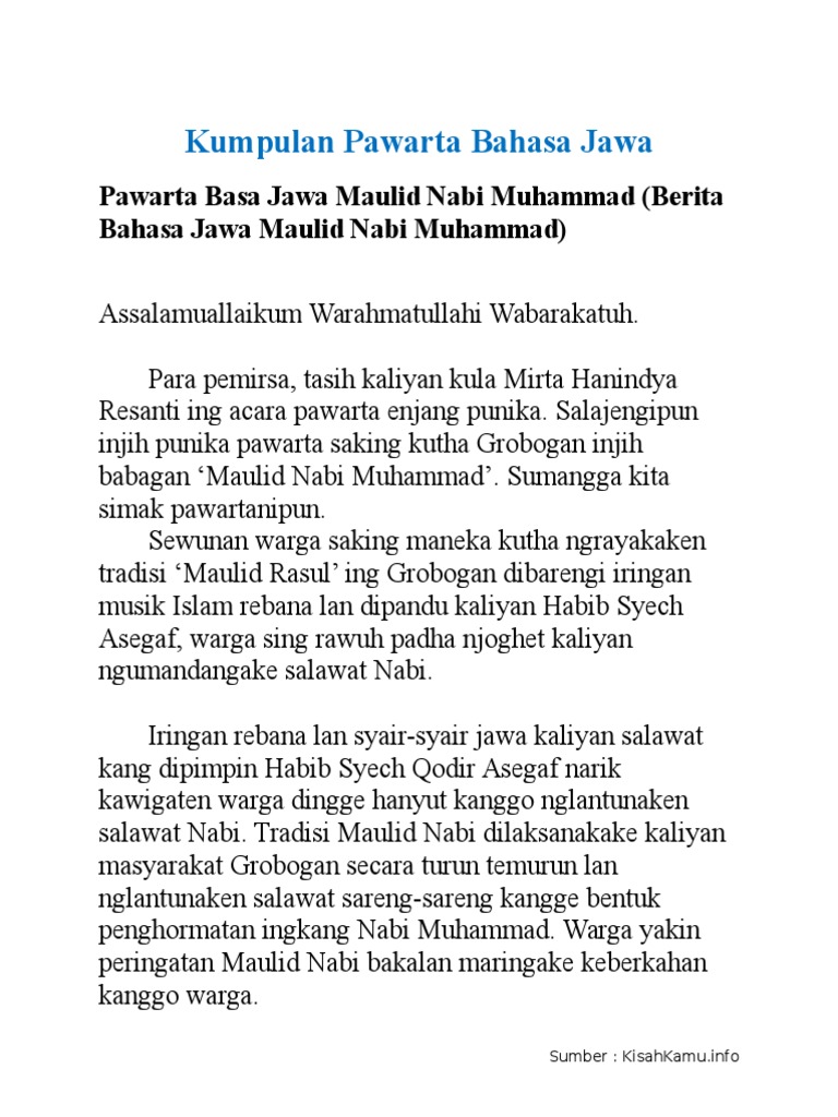 Kumpulan Pawarta Bahasa Jawa | PDF
