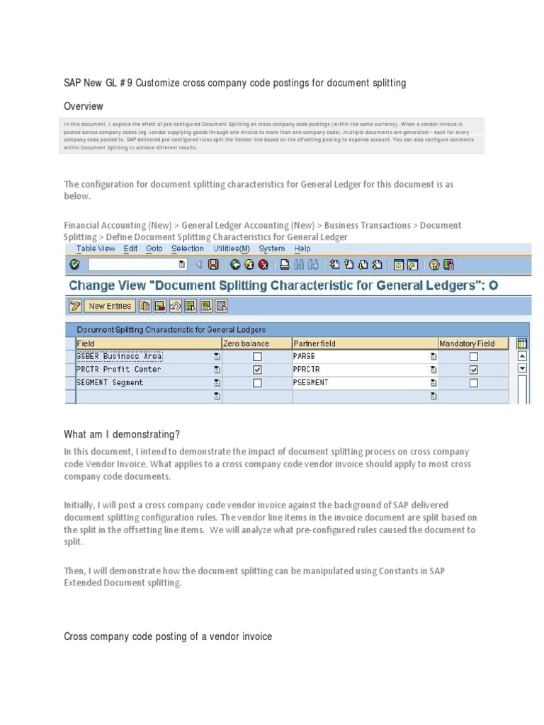 SAP New GL #9 Customise Cross Company Code Postings For Document Splitting | PDF | Invoice | Expense