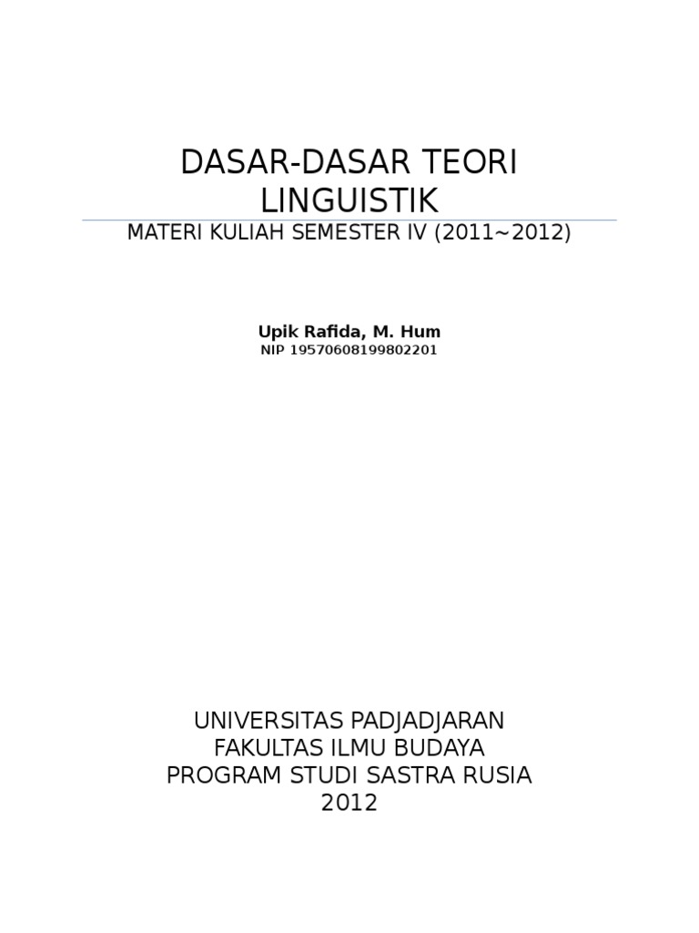 Dasar-Dasar Linguistik | PDF