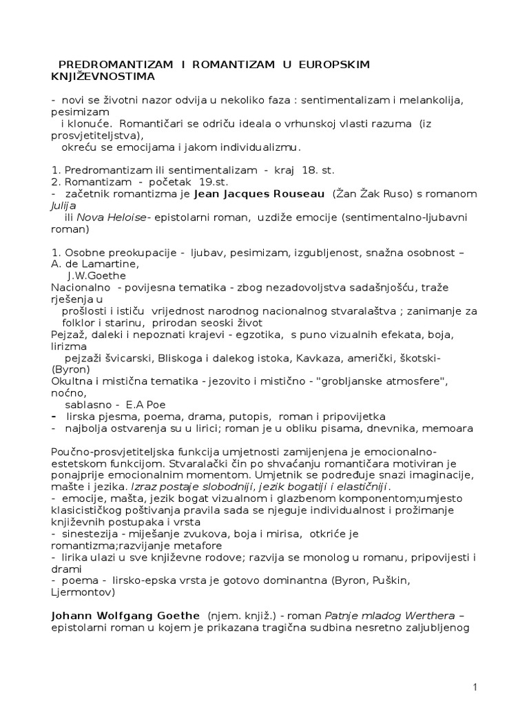 Predromantizam I Romantizam | PDF